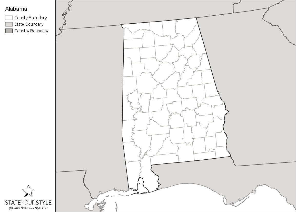 Alabama Maps With Counties [DIGITAL DOWNLOAD] - Etsy