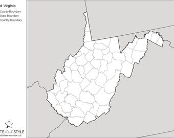 West Virginia Maps With Counties [DIGITAL DOWNLOAD] - Etsy