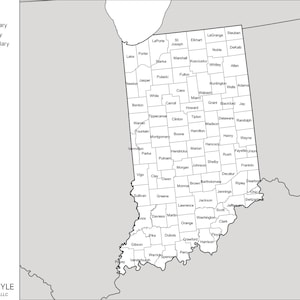 Indiana Maps With Counties [DIGITAL DOWNLOAD] - Etsy