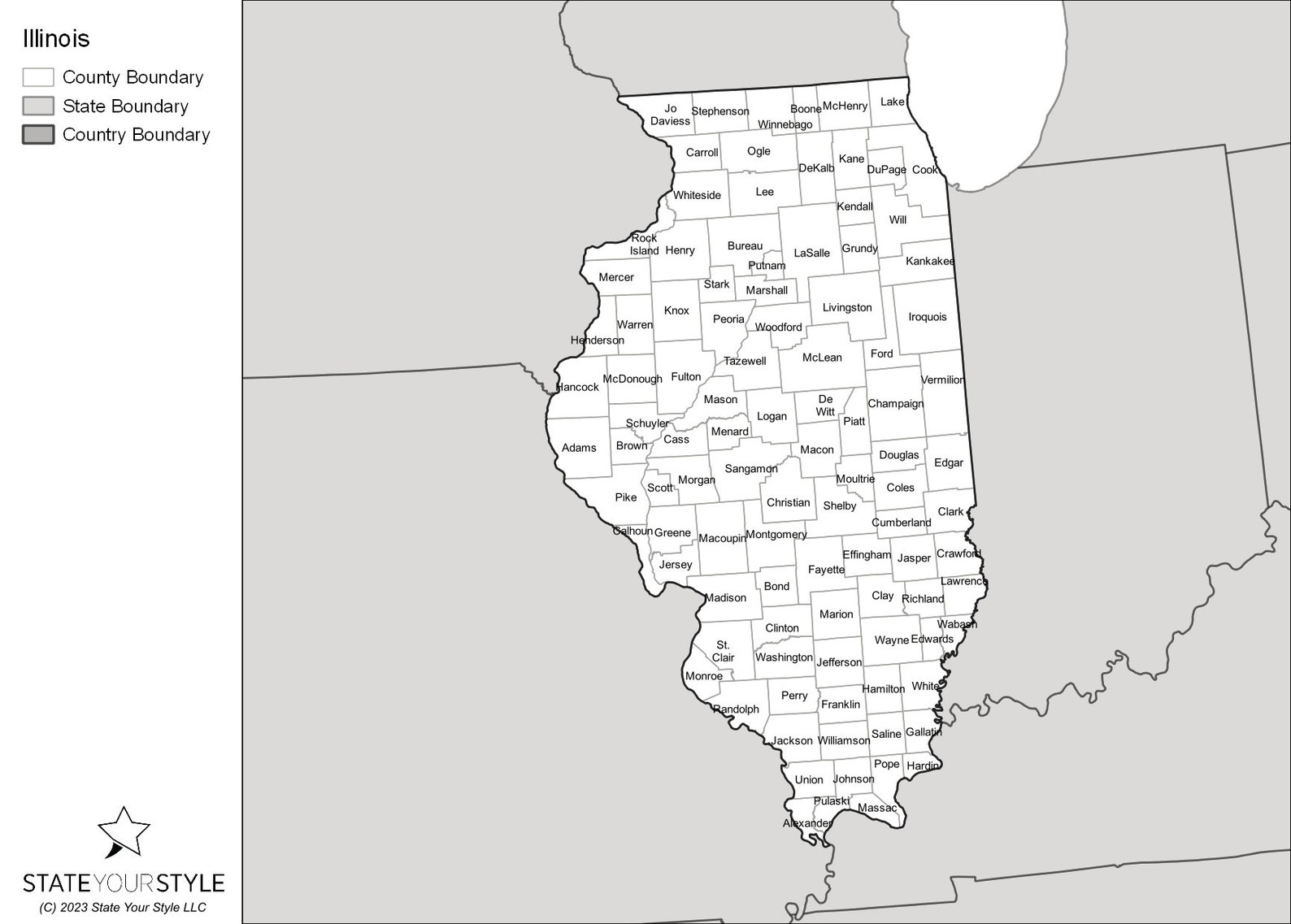 Illinois Maps With Counties [DIGITAL DOWNLOAD] - Etsy