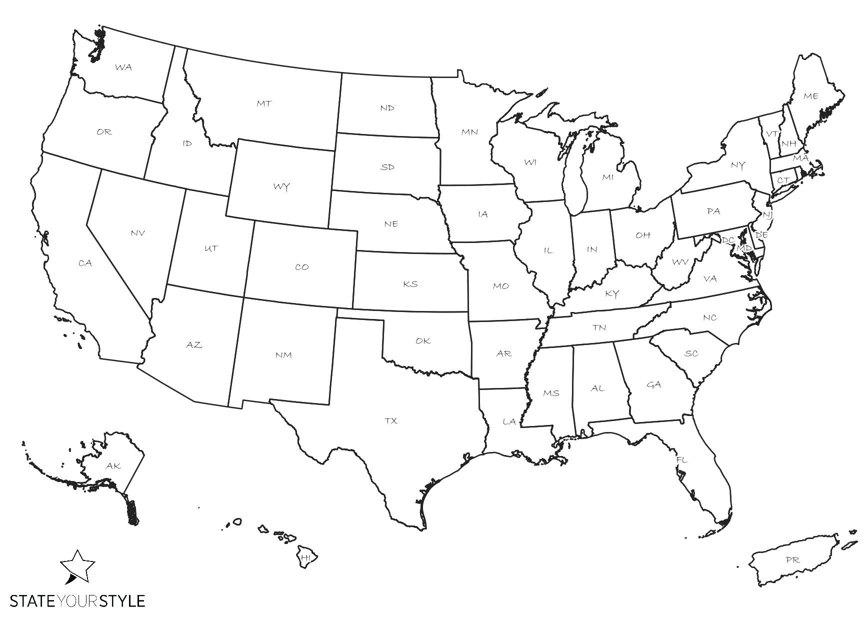 United States Map [DIGITAL DOWNLOAD] - Etsy