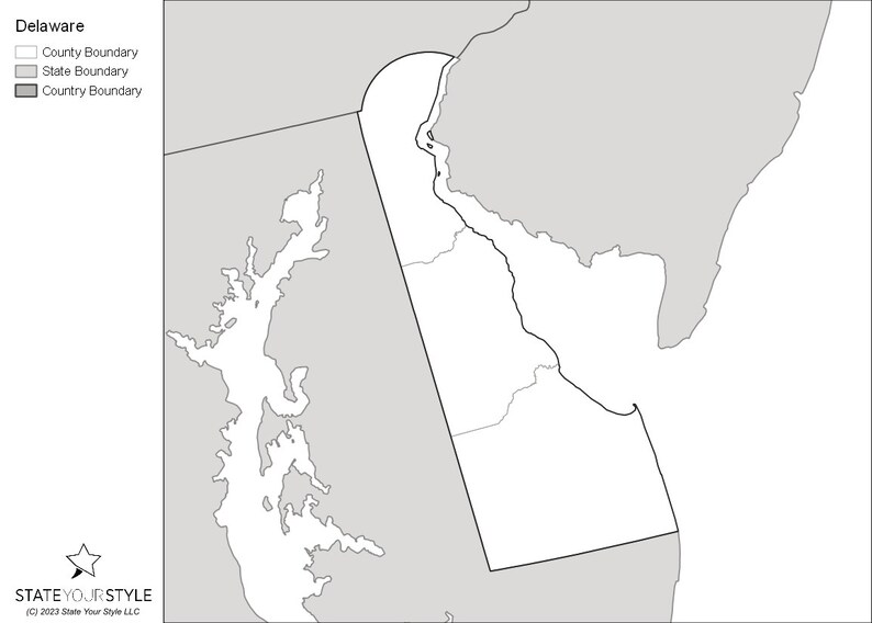 Delaware Maps With Counties [DIGITAL DOWNLOAD] - Etsy