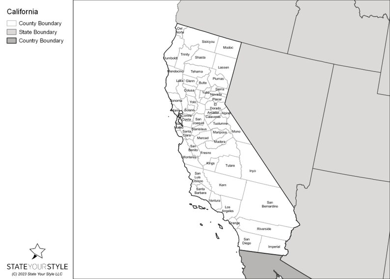 California Maps With Counties DIGITAL DOWNLOAD - Etsy