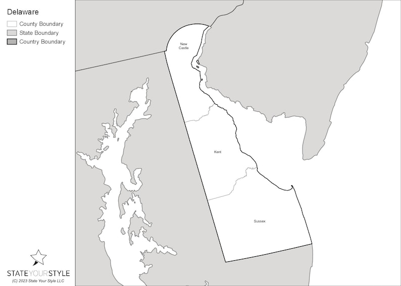 Delaware Maps With Counties [DIGITAL DOWNLOAD] - Etsy