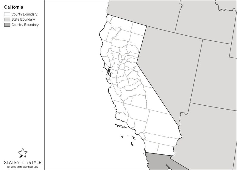 California Maps With Counties DIGITAL DOWNLOAD - Etsy