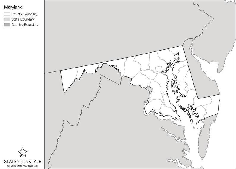 Maryland Maps With Counties [DIGITAL DOWNLOAD] - Etsy