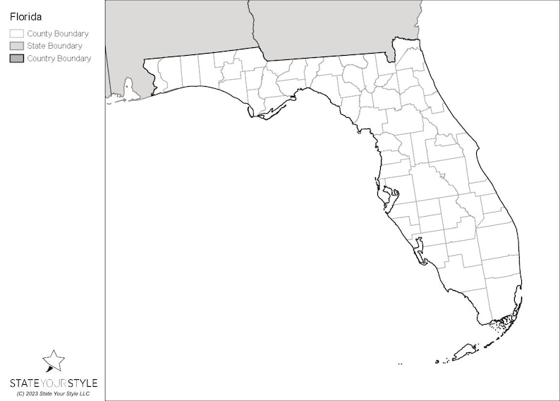 Florida Maps With Counties [DIGITAL DOWNLOAD] - Etsy