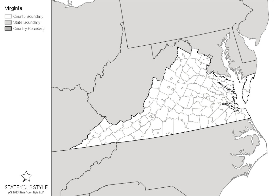 Virginia Maps With Counties [DIGITAL DOWNLOAD] - Etsy