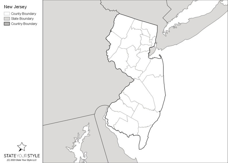 New Jersey Maps With Counties [DIGITAL DOWNLOAD] - Etsy