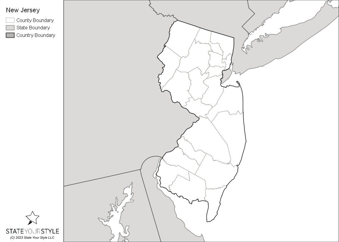 New Jersey Maps With Counties DIGITAL DOWNLOAD - Etsy