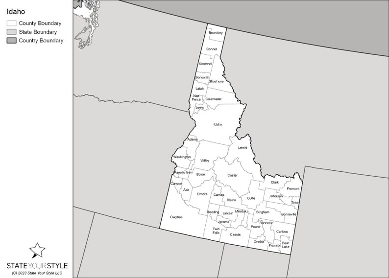 Idaho Maps With Counties [DIGITAL DOWNLOAD] - Etsy