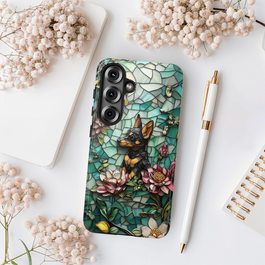 Artistic Miniature Pinscher Stained Glass Print, Tough Phone Case for ...