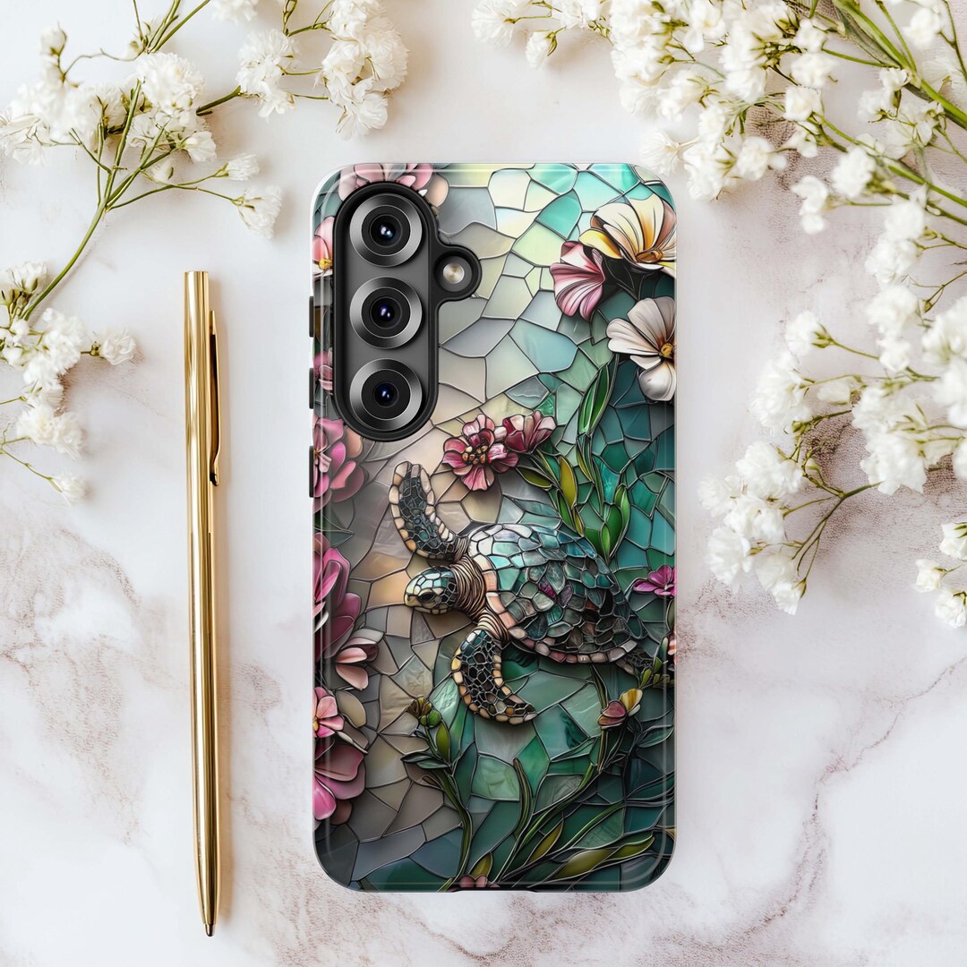 Artistic Sea Turtle Stained Glass Print, Tough Phone Case for Samsung ...