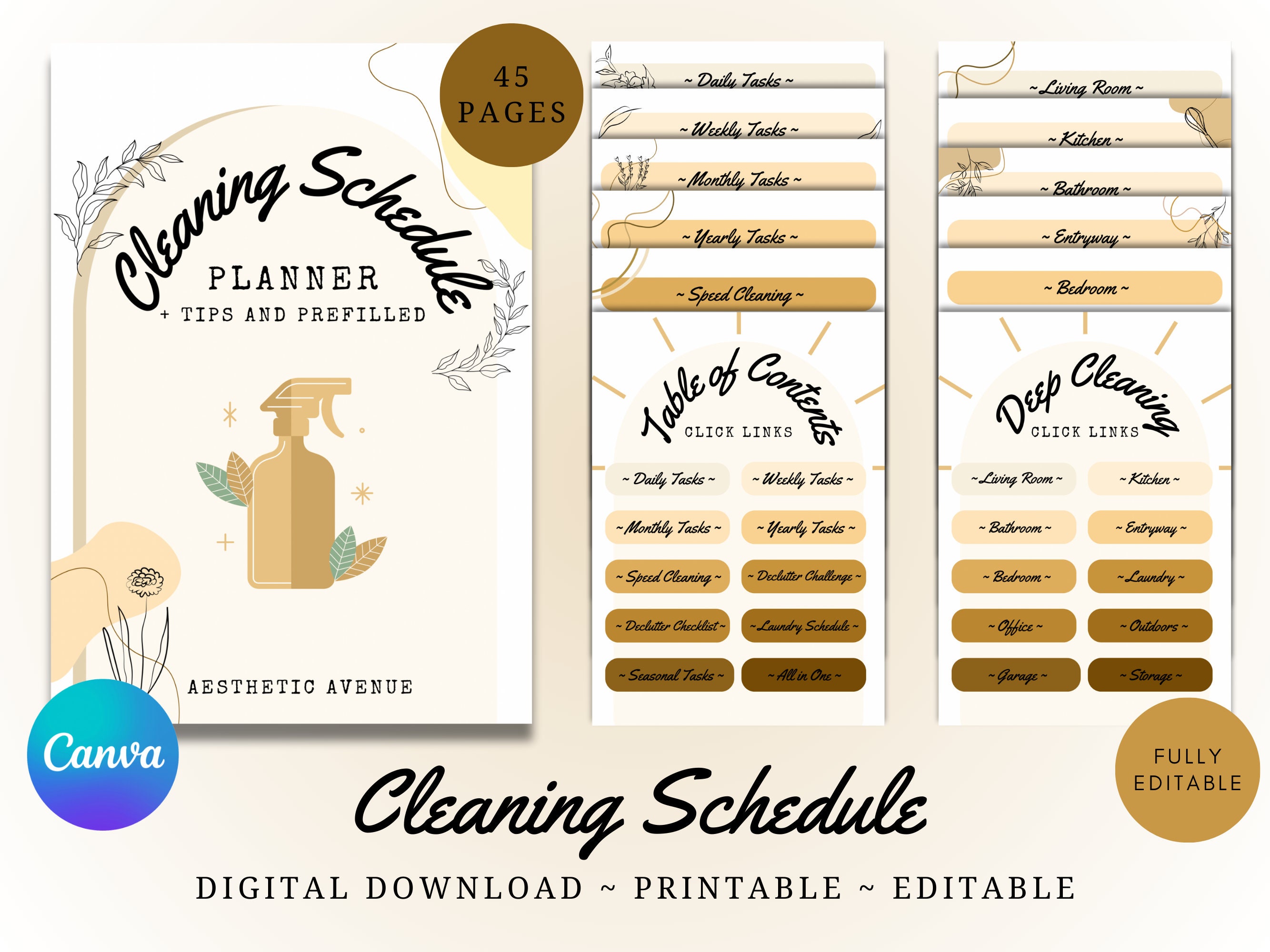 Cleaning Schedule Planner, Printable, Bundle, Weekly Cleaning Planner ...