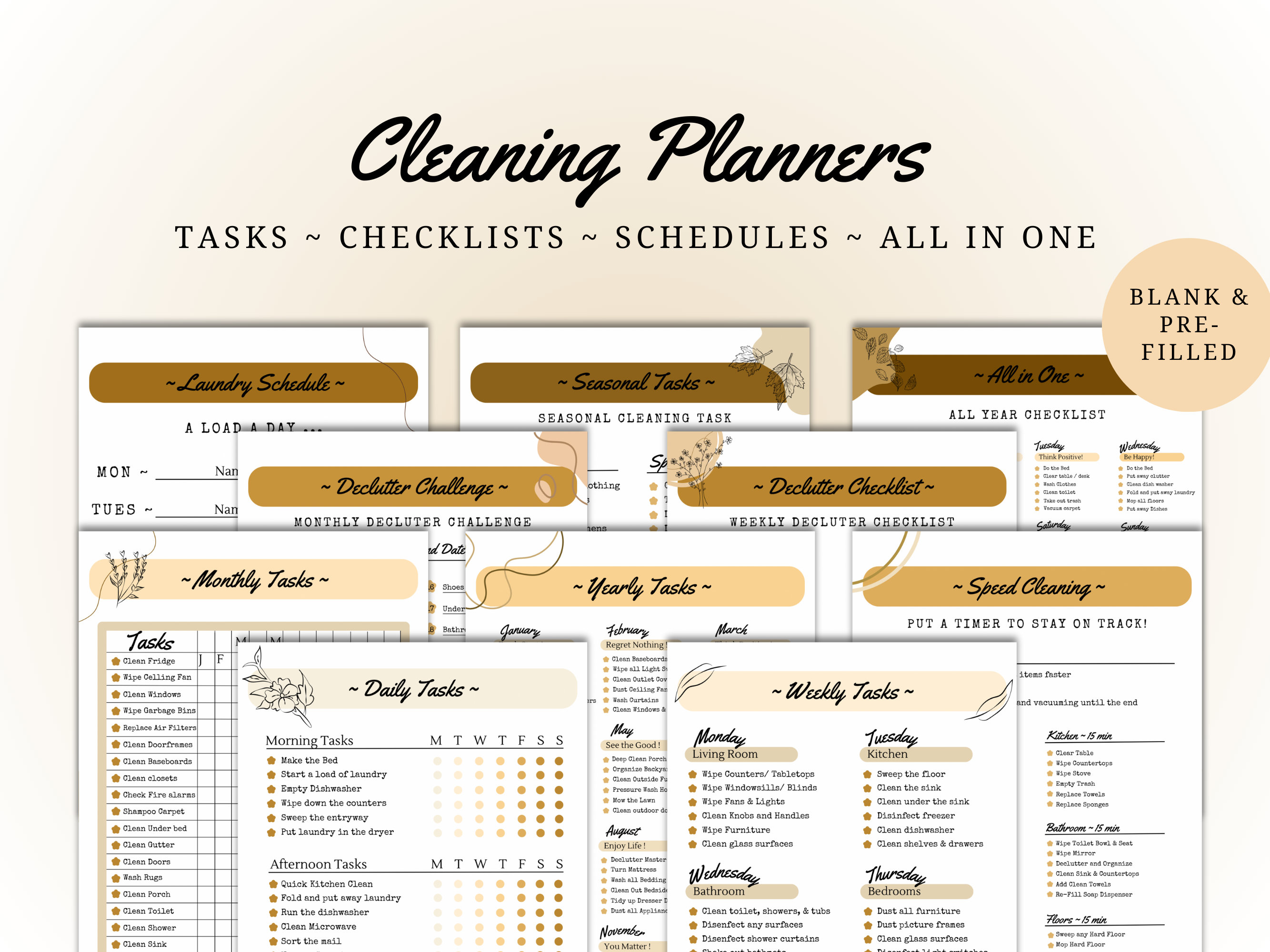 Cleaning Schedule Planner, Printable, Bundle, Weekly Cleaning Planner ...