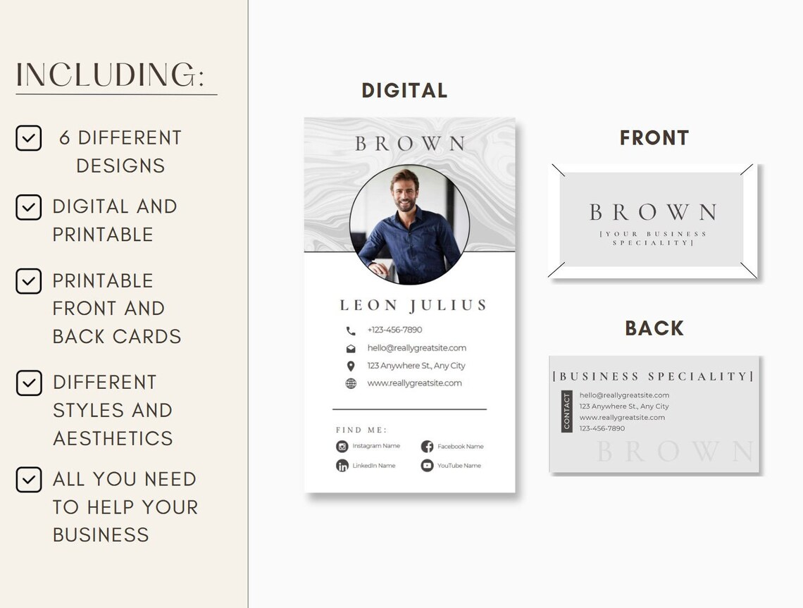 6 Digital & Printable Business Card Bundle, Qr Code Cards, Real Estate ...