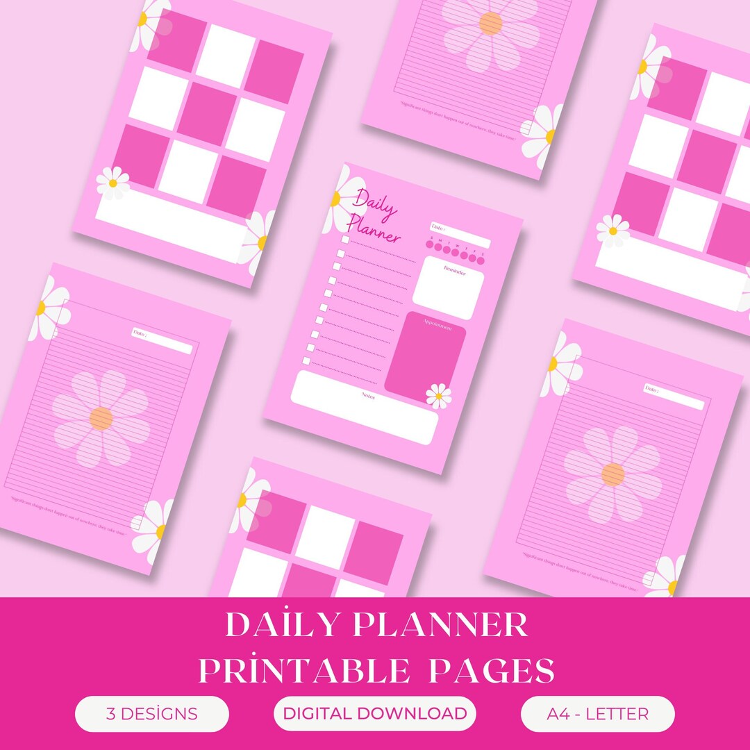 Pink Daily Planner Printable - Etsy