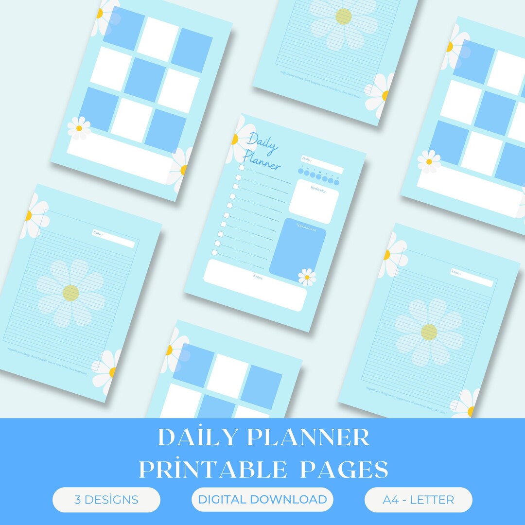 Blue Daily Planner Printable - Etsy