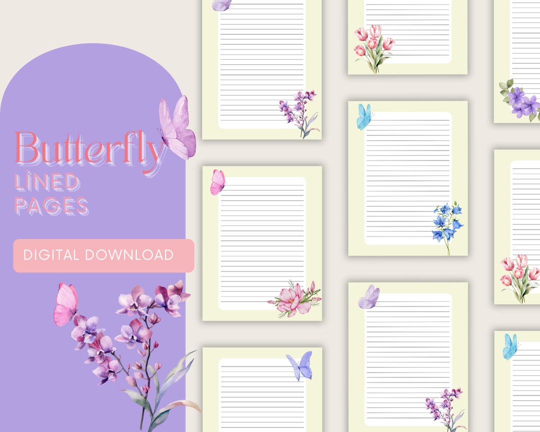 Butterfly Lined Pages Printable - Etsy