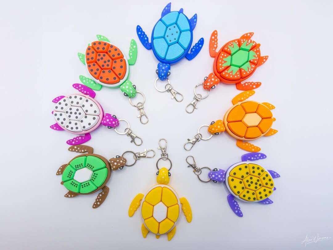 Fruit Turtle Fidget Clicker 3D Printed Keychain, Novelty Stress Relief ...