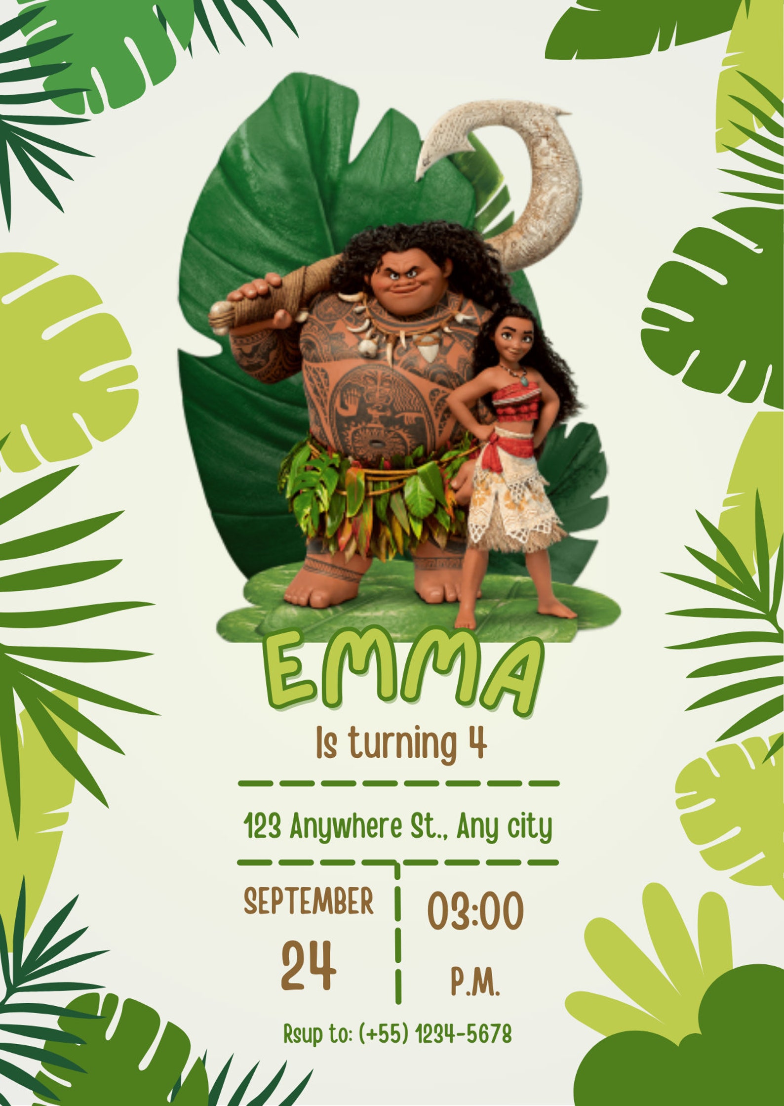 Moana Birthday Party Invitation, Editable Template, Digital Download ...