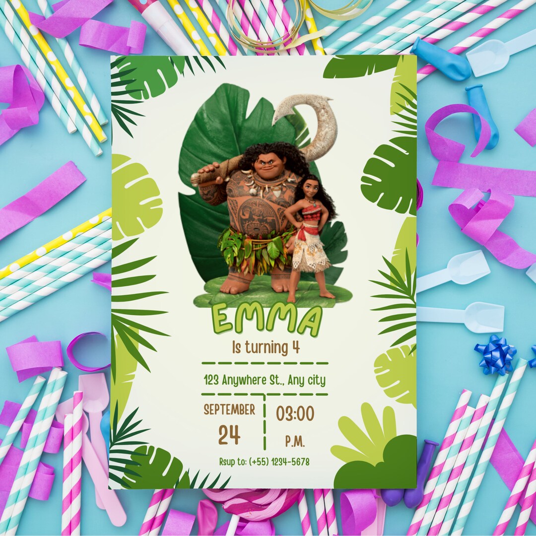 Moana Birthday Party Invitation, Editable Template, Digital Download ...