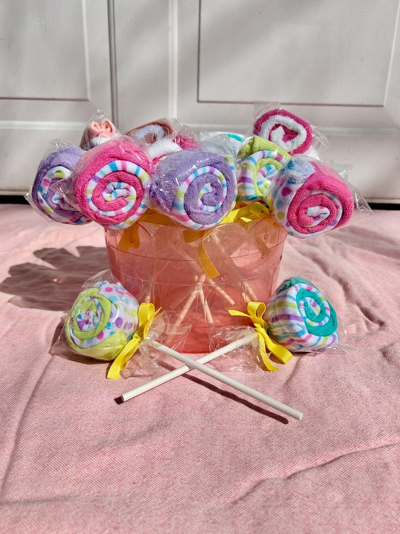 Double Washcloth Lollipop - Baby Gift - Party Favor - Stocking Stuffer ...