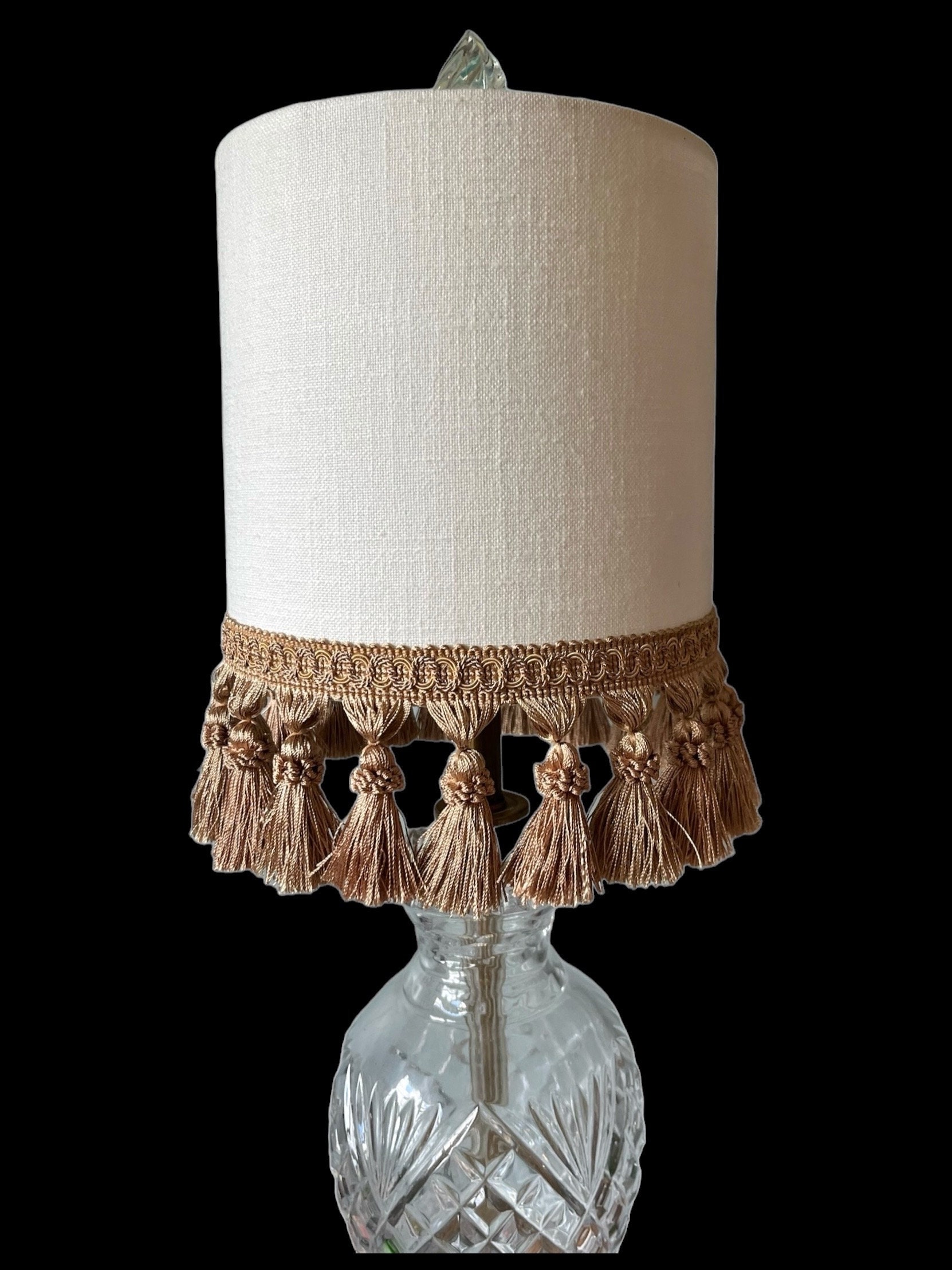 White Linen Lamp Shade Unique Lampshade Fringe Lampshade Custom ...
