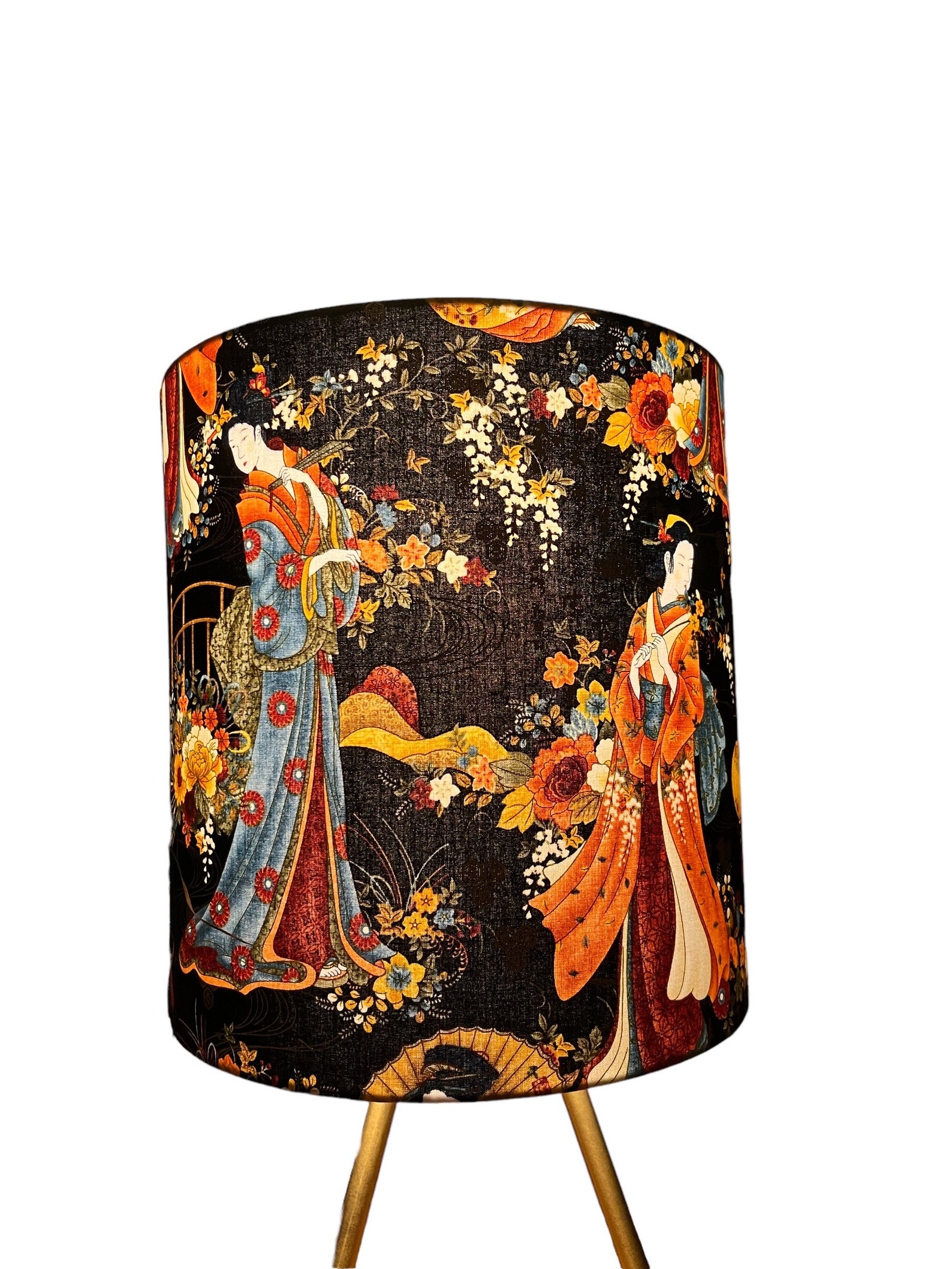 Geisha Drum Lampshade, Japanese Oriental Fabric, Geisha Lamp Black ...