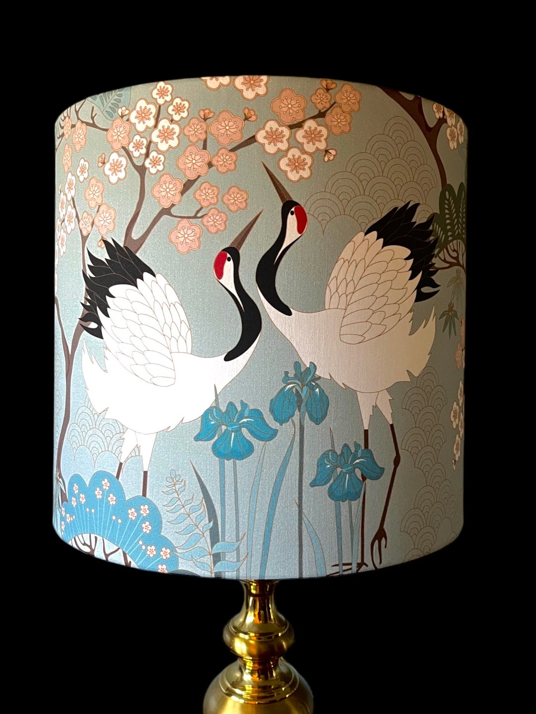 Lampshade Drum Lampshade Crane Lamp Shade Unique Lampshade Oriental ...