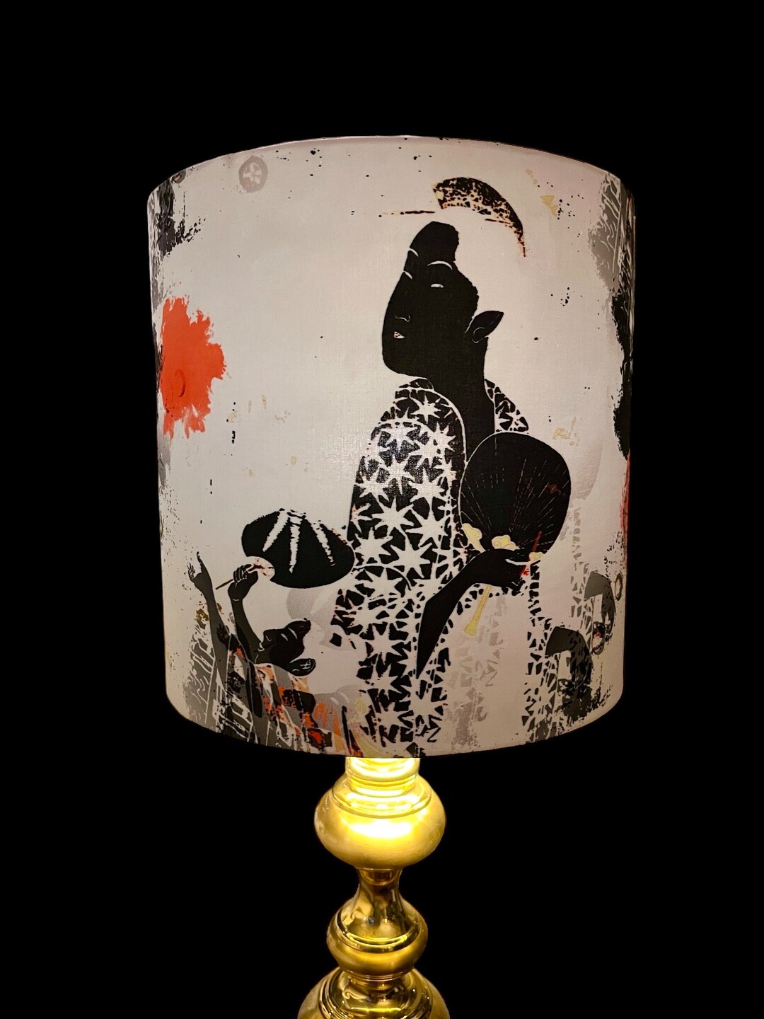 Lampshade Drum Lampshade Geisha Lamp Shade Unique Lampshade Hand Made ...