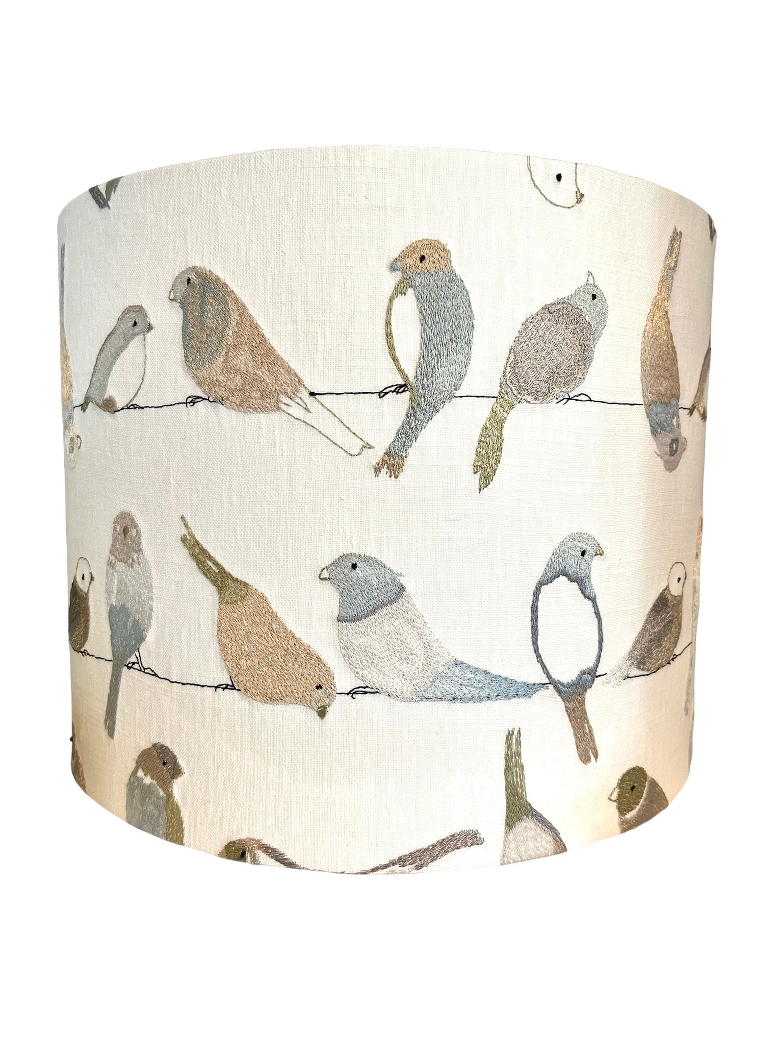 Embroidered Bird Lampshade, Linen Drum Lamp Shade, Nature Inspired ...