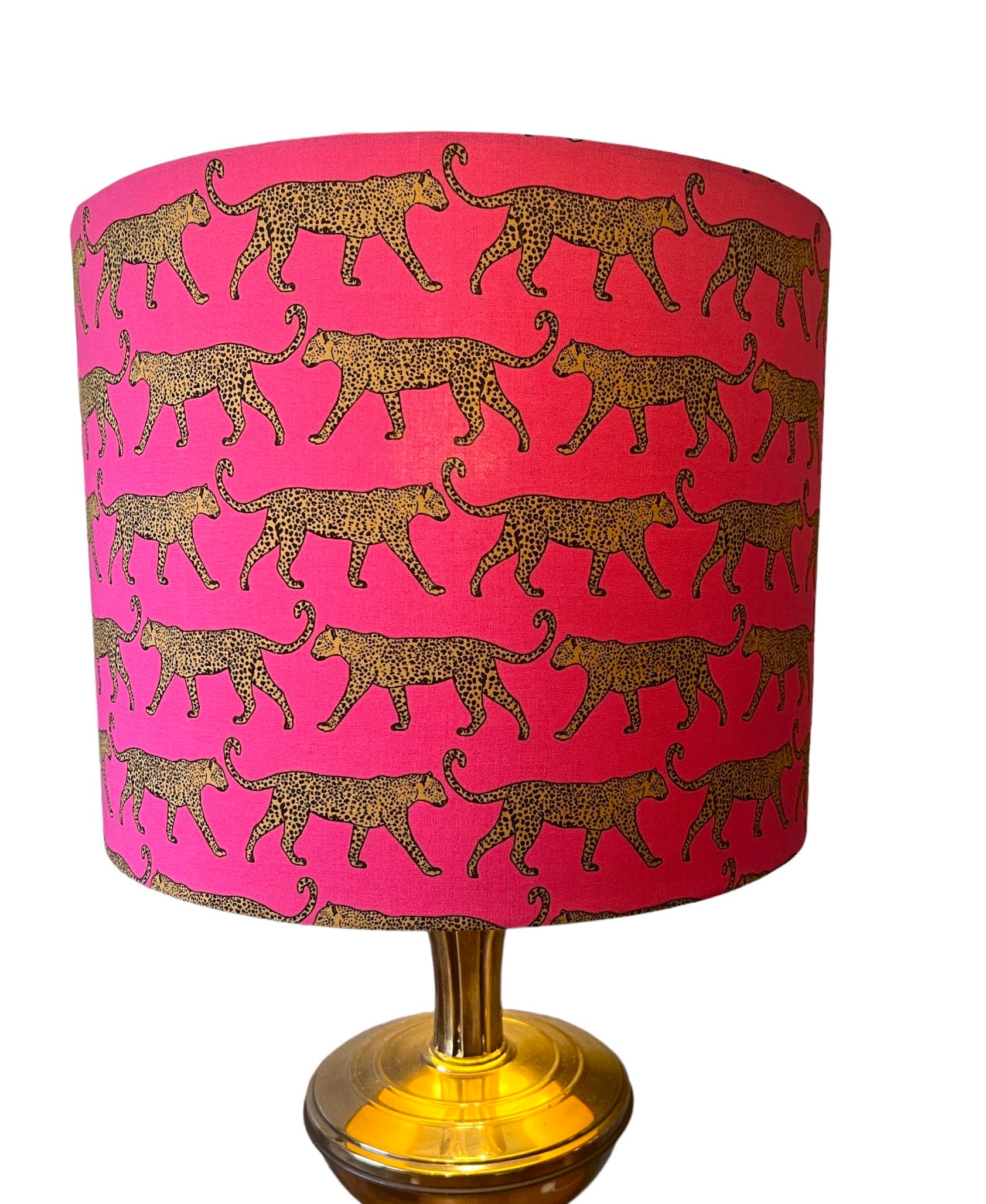 Leopard Print Drum Lampshade: Handmade Pink Statement Lighting Hot Pink ...