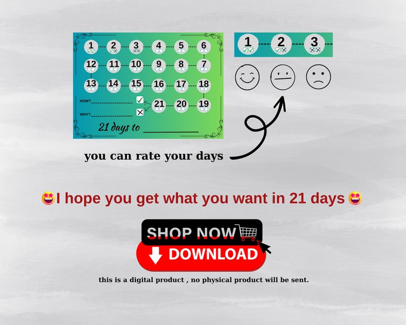 Digital Habit Tracker, 21 Days Challenge, Chain Habit Tracker, Daily ...