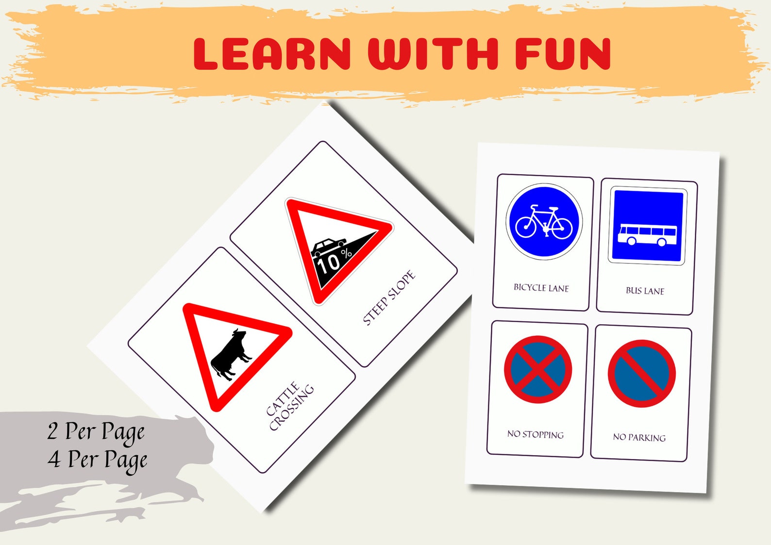 Printable Road Signs Flashcards, Preschool Flashcards, Montessori Cards ...