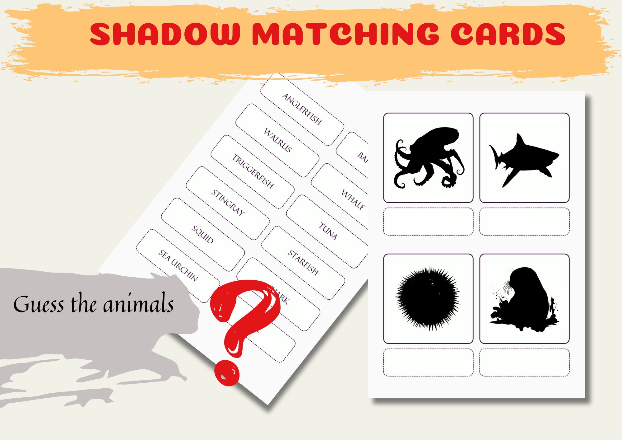 40 Sea Animals Flashcards | Montessori Flashcards | Ocean Animals ...