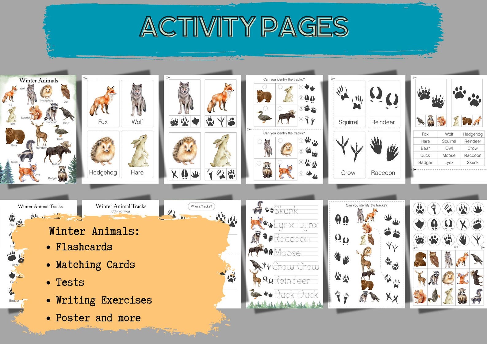 Winter Animals Track Book Printable Preschool Curriculum Homeschool ...