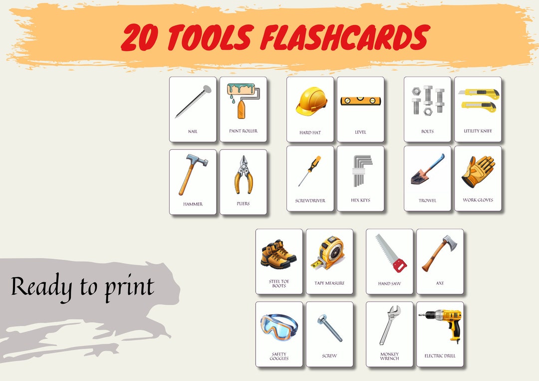 Tools Learning Set, Tools Printable Flashcards, Montessori Materials ...