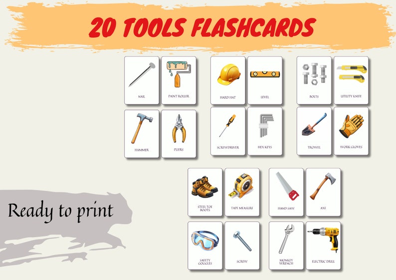 Tools Learning Set, Tools Printable Flashcards, Montessori Materials ...