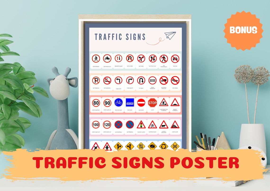 Printable Road Signs Flashcards, Preschool Flashcards, Montessori Cards ...