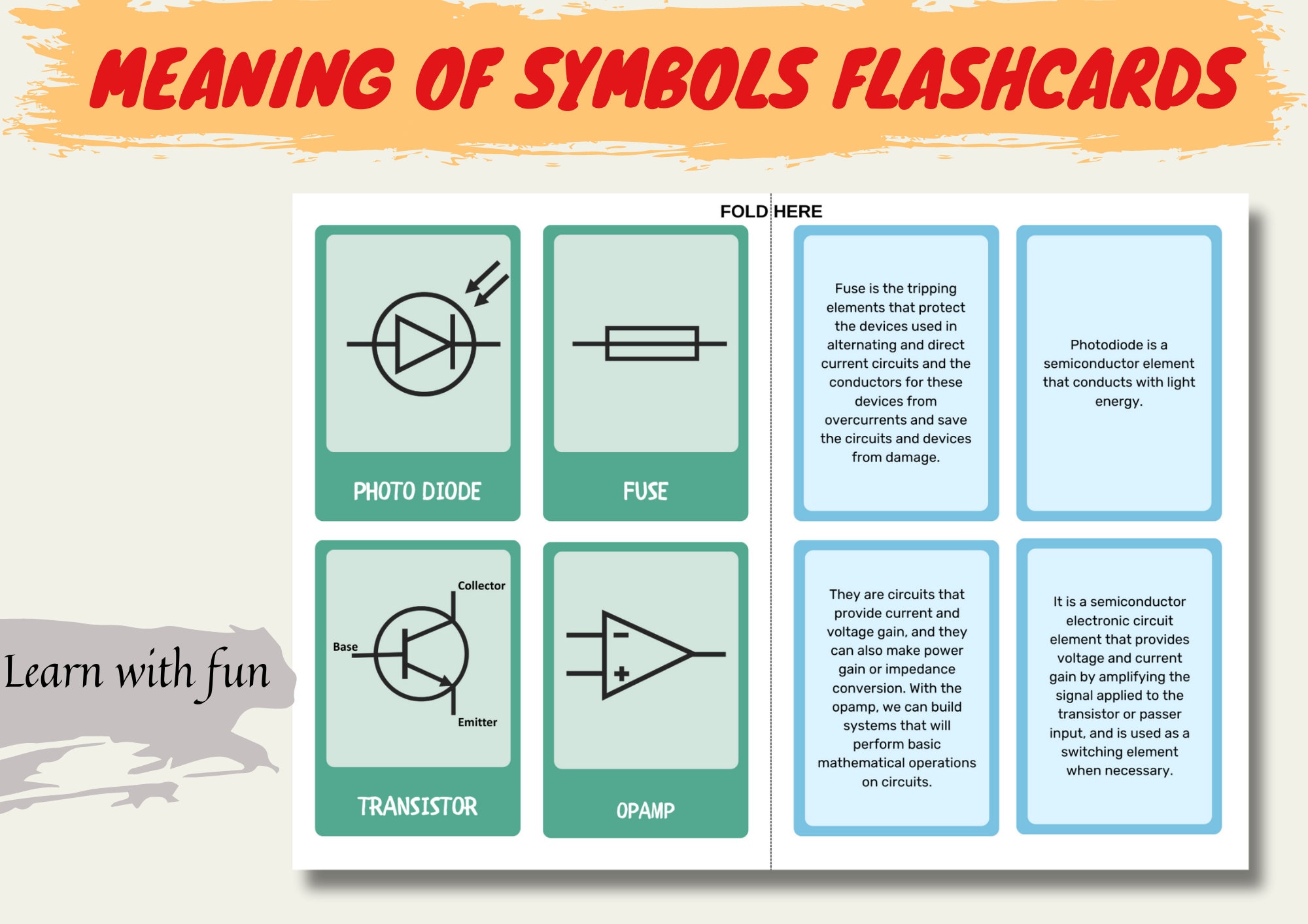 Electrical & Electronic Symbol Flashcards | Vocational Education ...