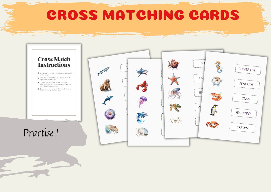40 Sea Animals Flashcards | Montessori Flashcards | Ocean Animals ...