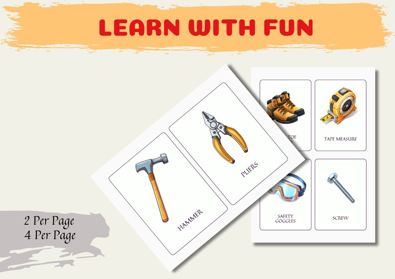Tools Learning Set, Tools Printable Flashcards, Montessori Materials ...
