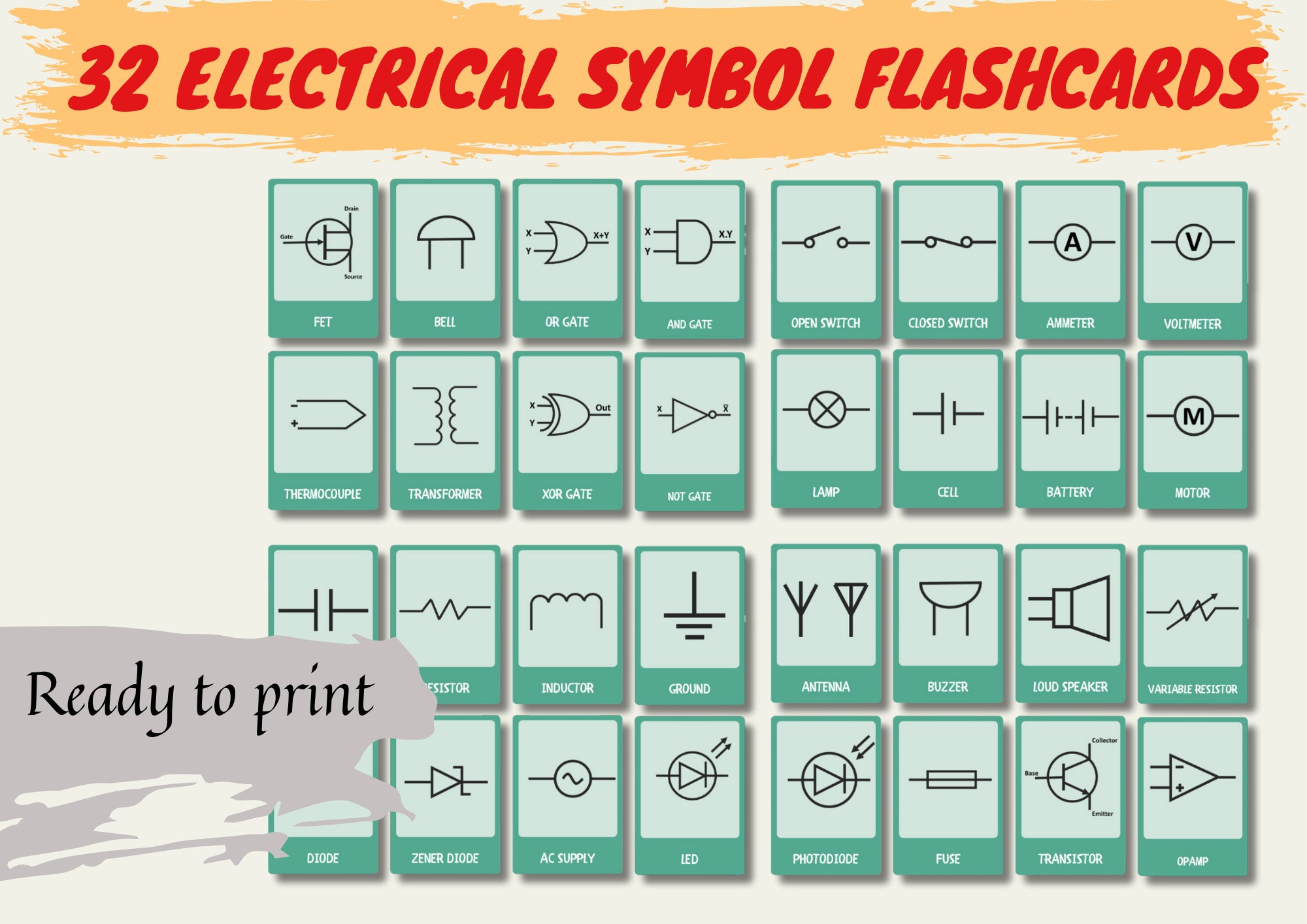 Blue Electrical Print Symbols