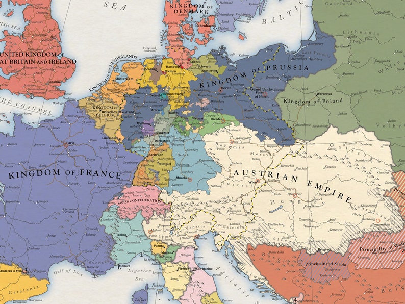 Europe 1848, Historical Map - Etsy Canada
