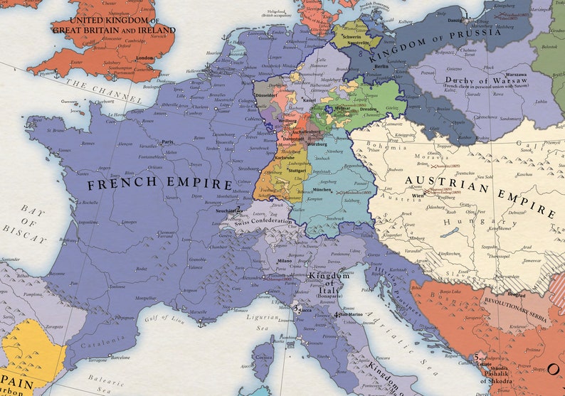 Europe 1812, Historical Map - Etsy