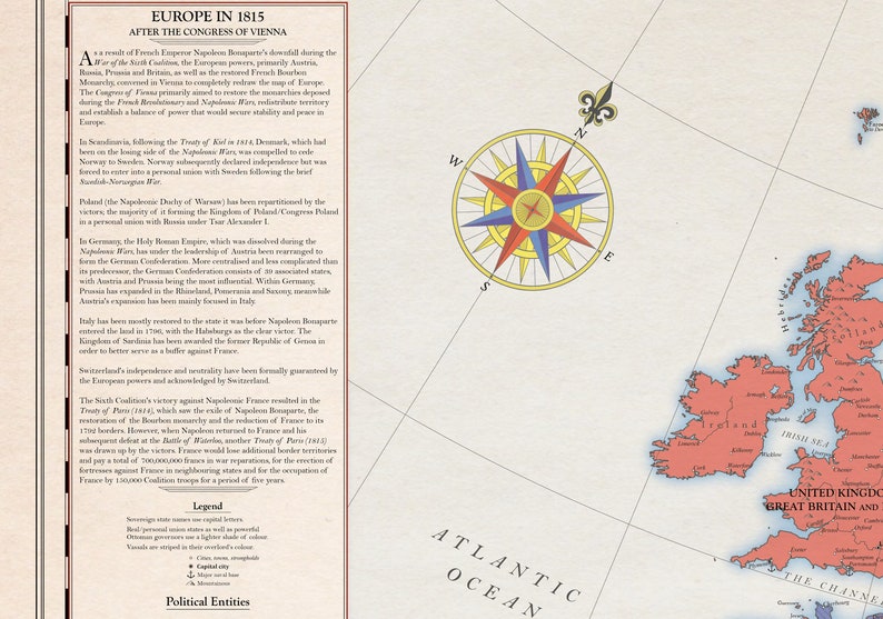 Europe 1815, Historical Map - Etsy