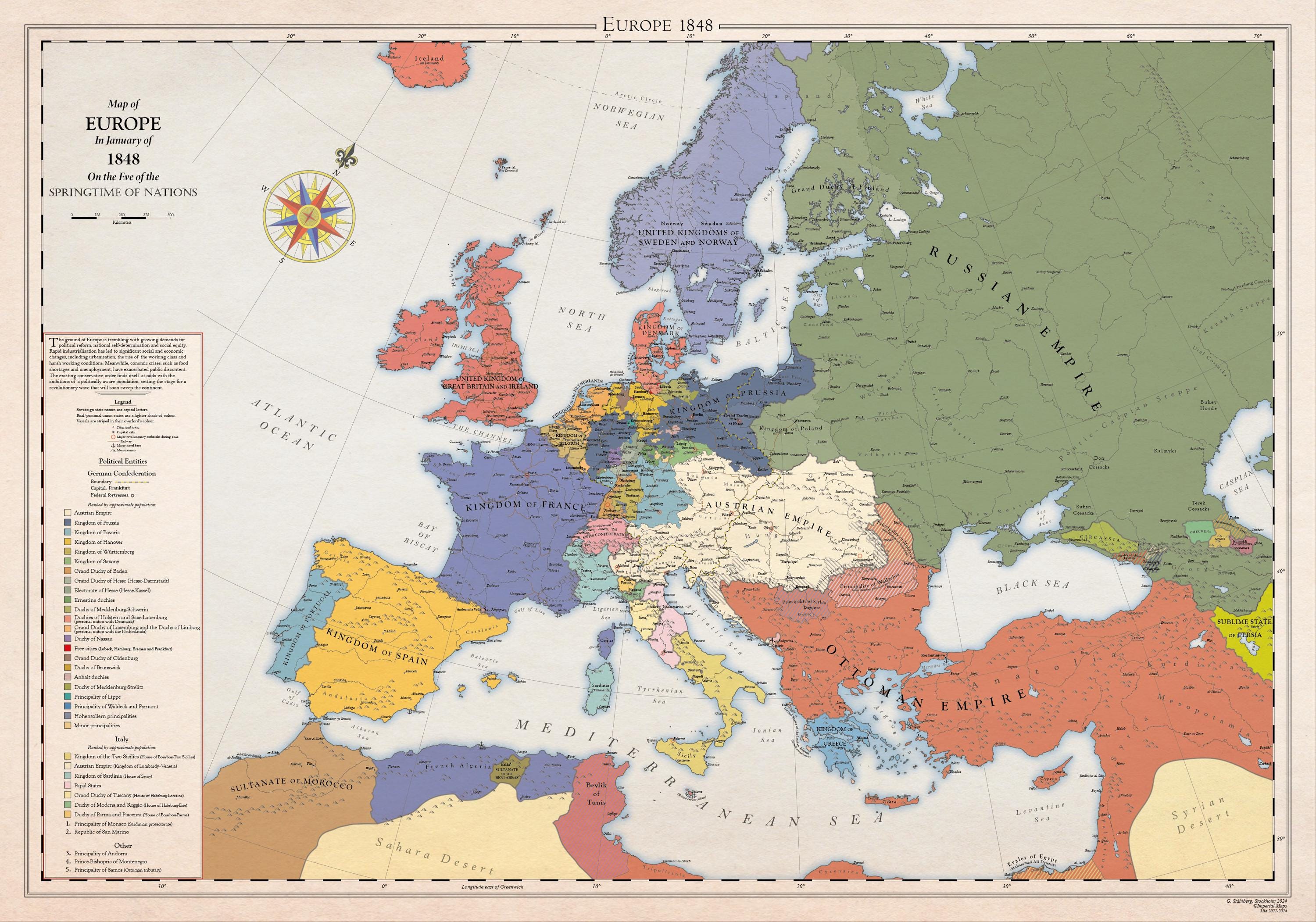 Europa 1848, Historische Landkarte - Etsy.de