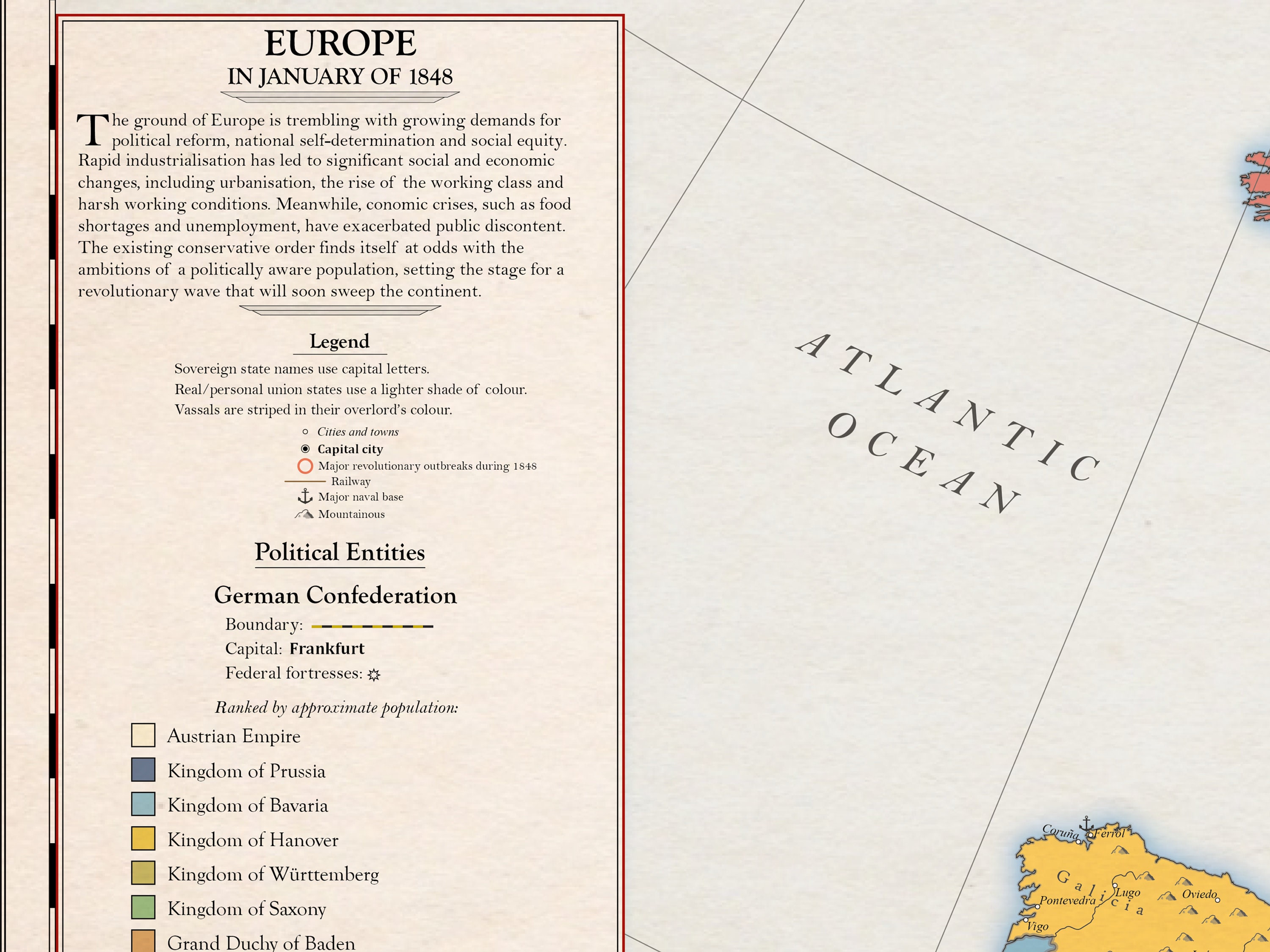 Europe 1848, Historical Map - Etsy