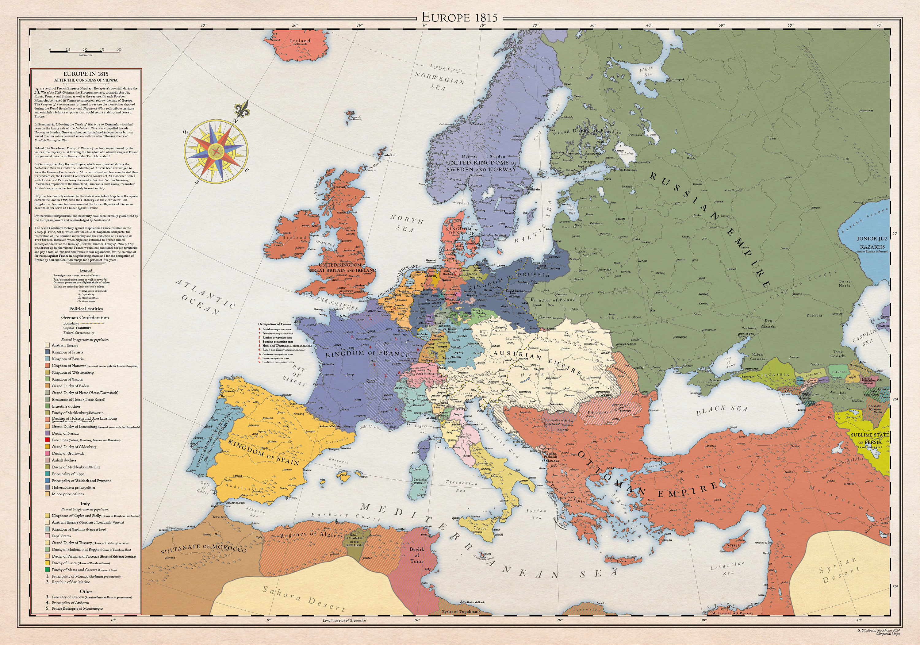 Europe 1815, Historical Map - Etsy